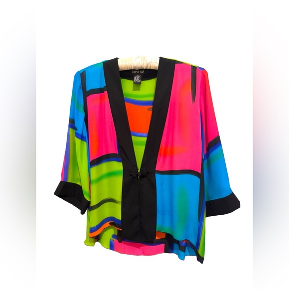 Simply Silk | Tops | Vintage Simply Silk Colorblock Kimono Blouse 0 ...